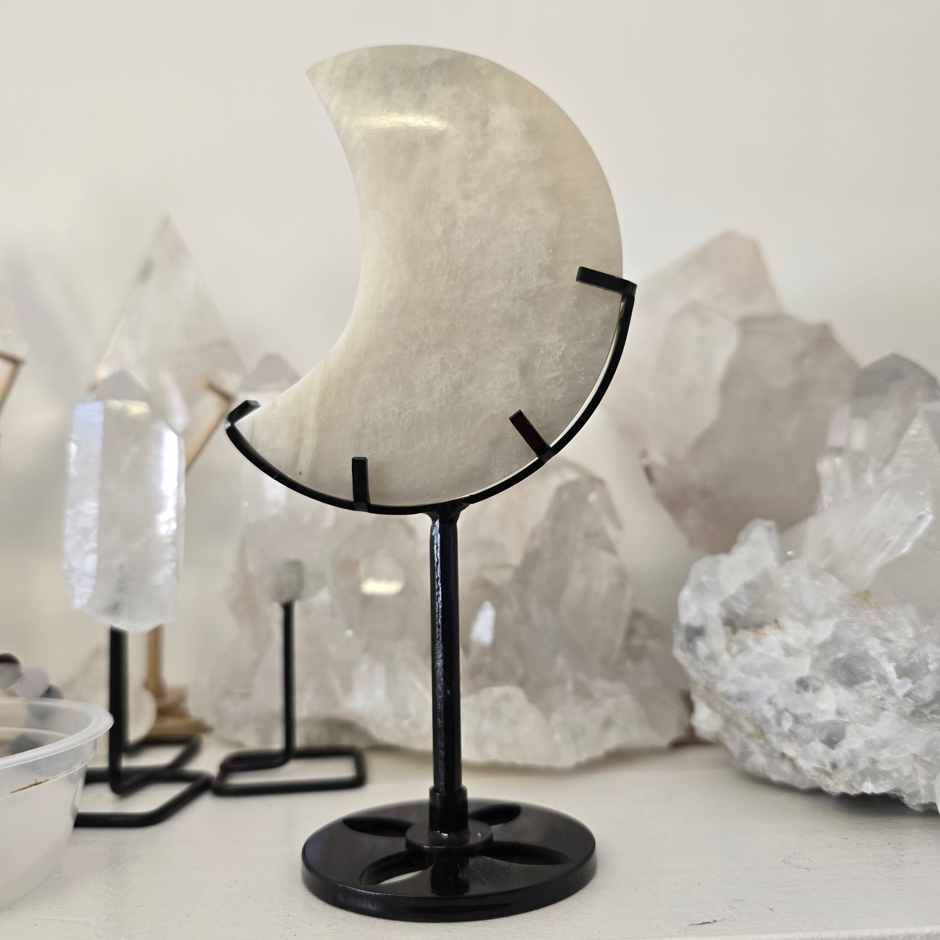 Moonstone Crescent Moon with Stand – Bay Crystals