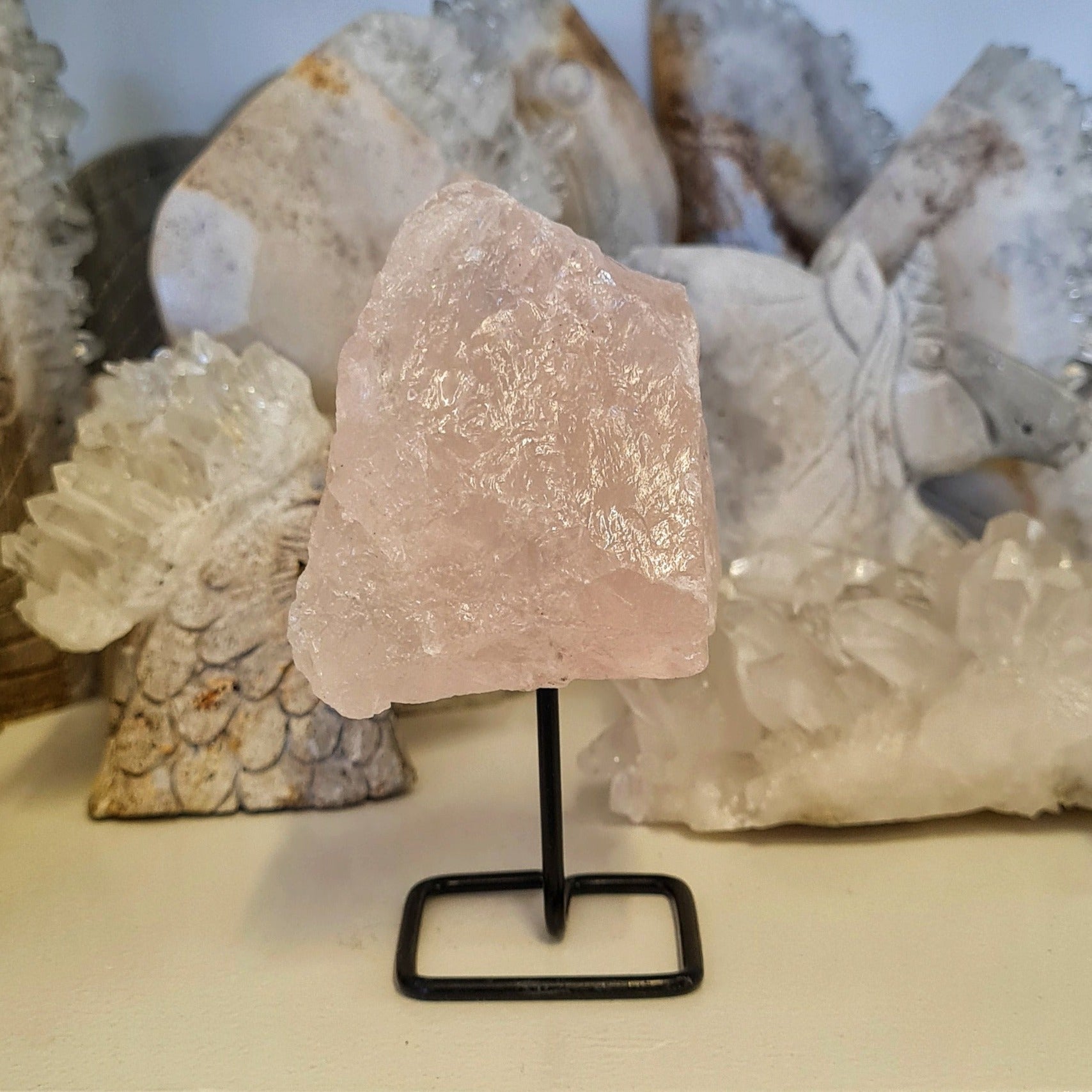Rose Quartz Rough Stone on Stand – Bay Crystals